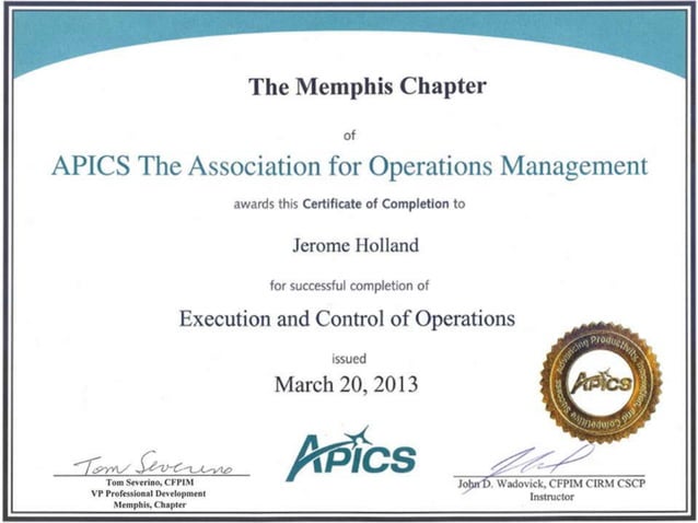 CPIM Execution and Control of Operations Certificate | PPTX