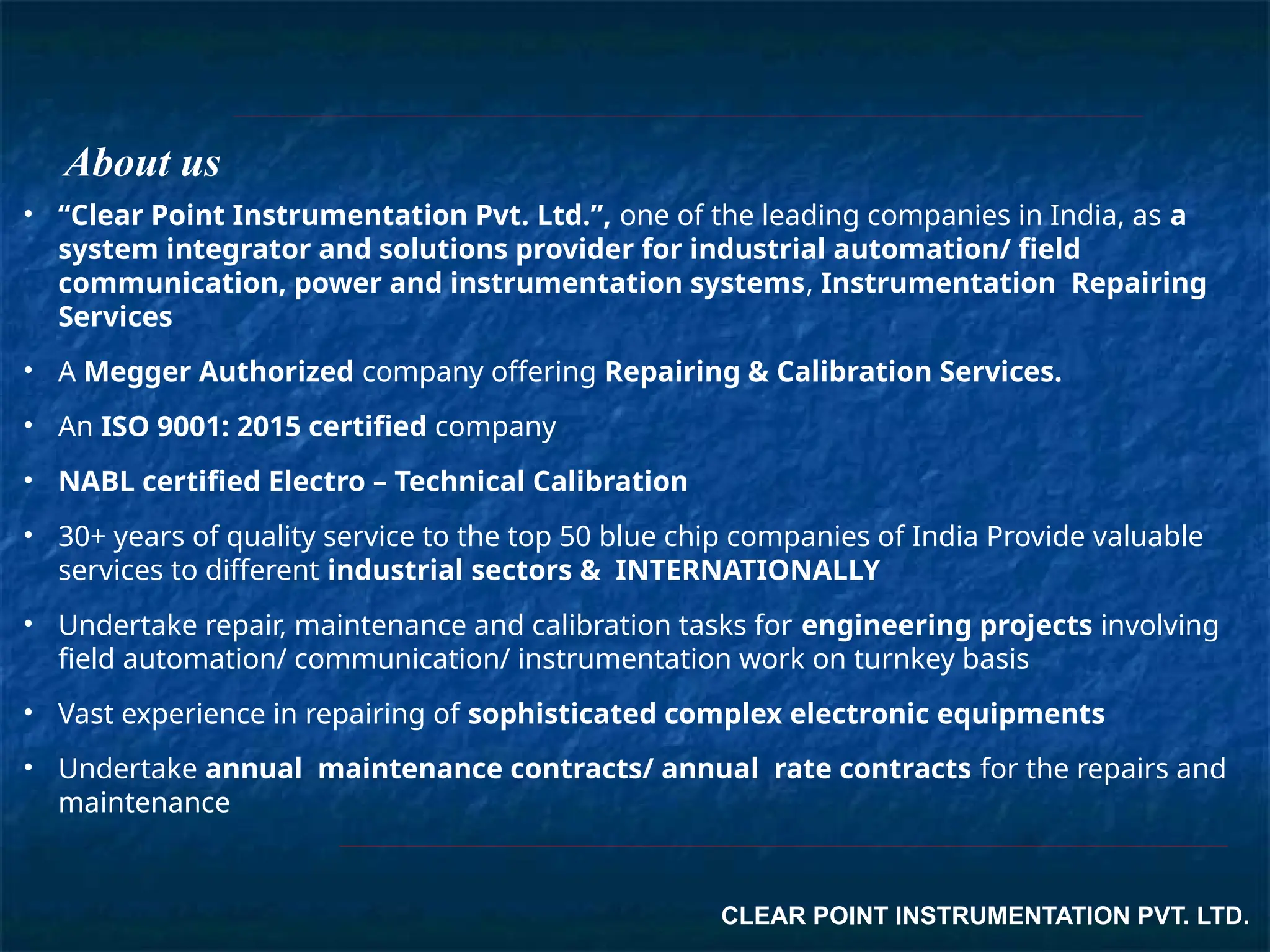 Clear Point Instrumentation - Repair Services | PPTX