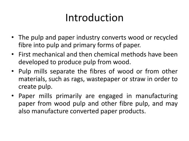 Paper and Pulp Industry | PPTX