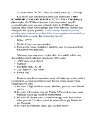 Pemeriksaan CPITN, PBI & Tooth Mobility | DOCX