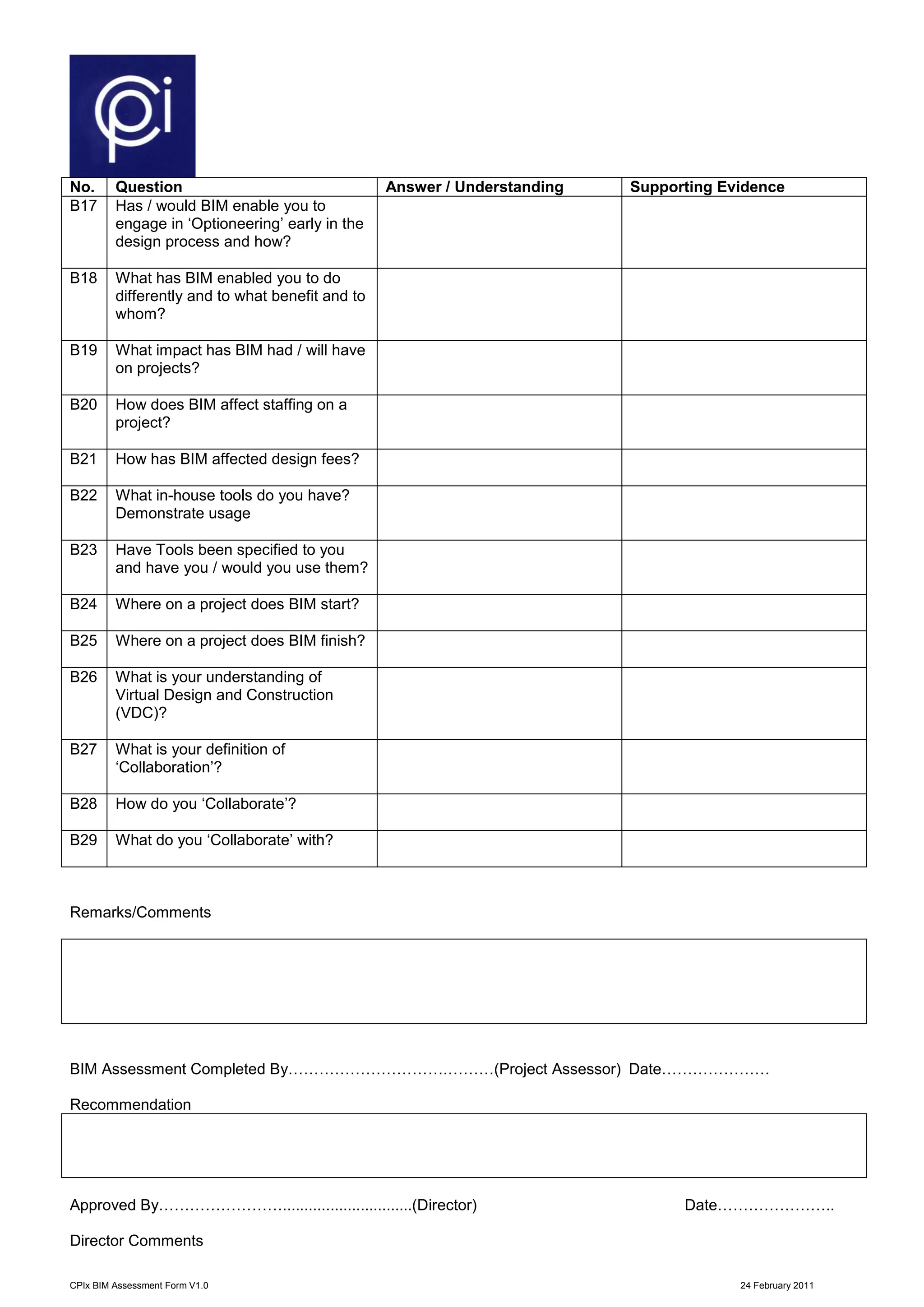 Cpix -bim_assessment_form_ver_1.0 | PDF
