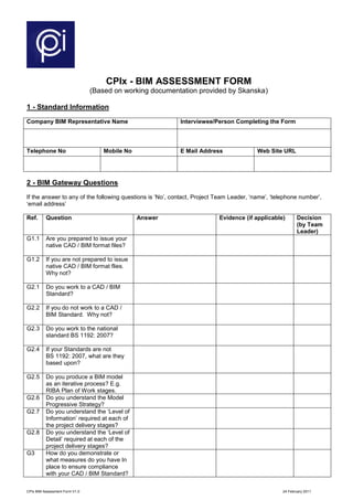 Cpix -bim_assessment_form_ver_1.0 | PDF