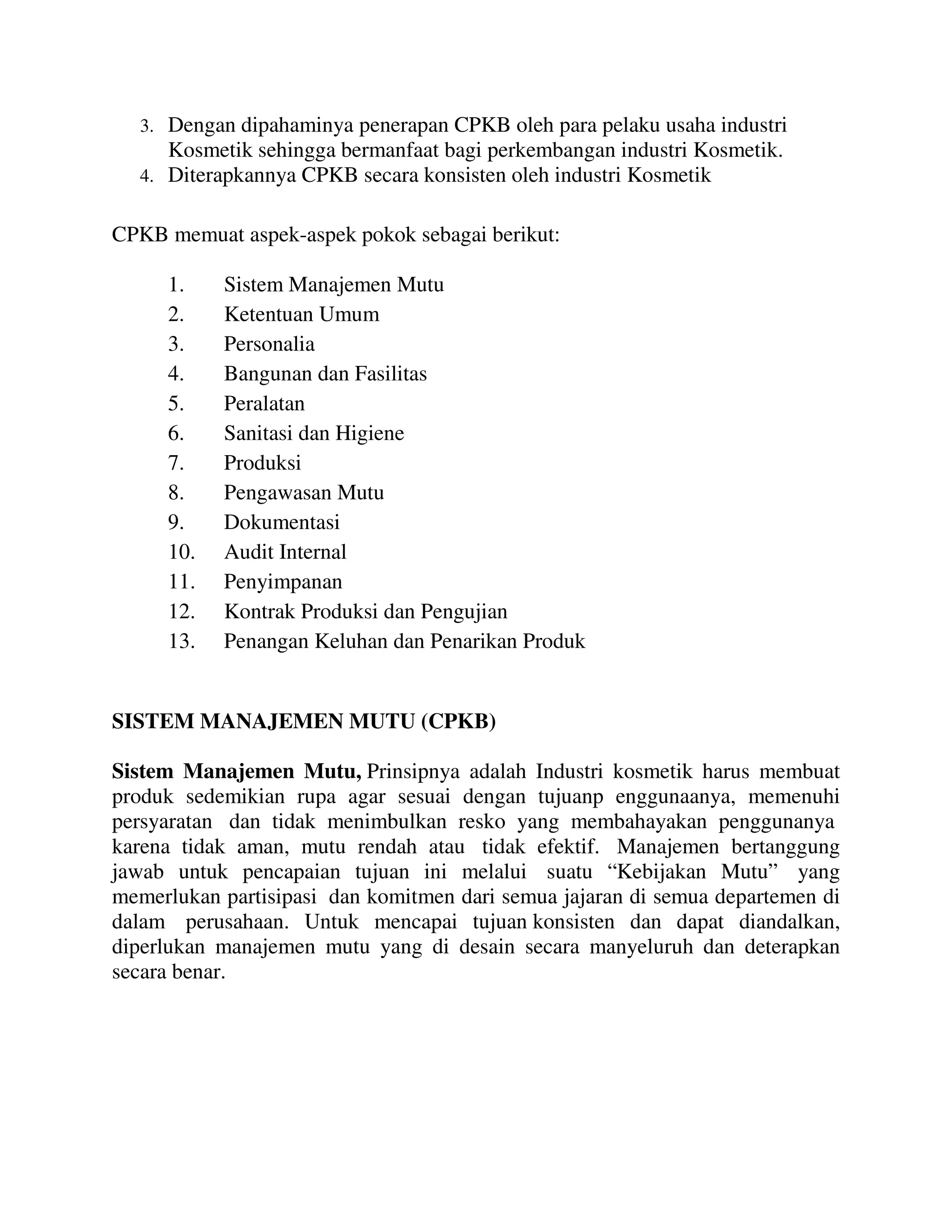 CPKB petunjuk dalam Industri Kosmetik | PDF