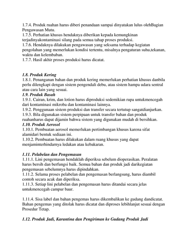 CPKB petunjuk dalam Industri Kosmetik | PDF