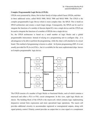 UNIT I- CPLD & FPGA ARCHITECTURE & APPLICATIONS | DOCX