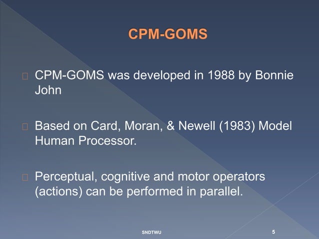 Cognitive-Perceptual-Motor GOMS Model of Human Computer Interaction | PPT