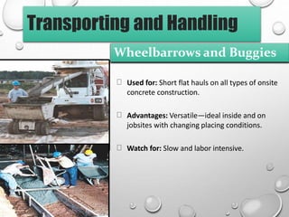 Transporting and handling of concrete (construction planning and ...
