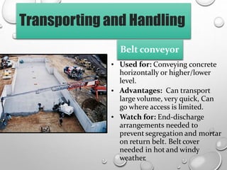 Transporting and handling of concrete (construction planning and ...