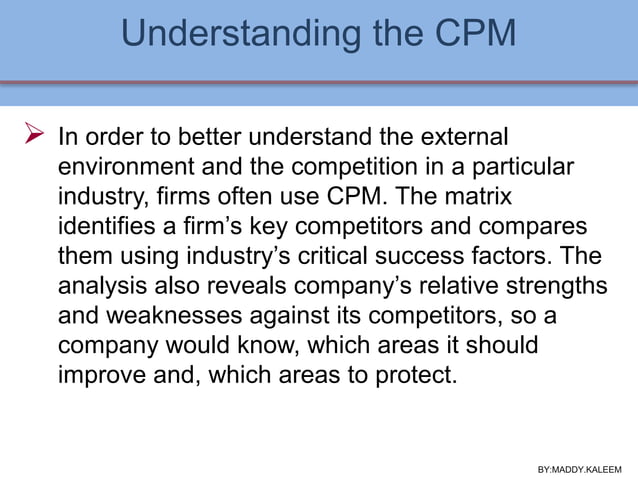 Competitive Profile Matrix (CPM) | PPT