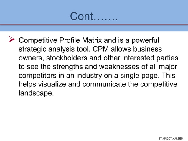 Competitive Profile Matrix (CPM) | PPT