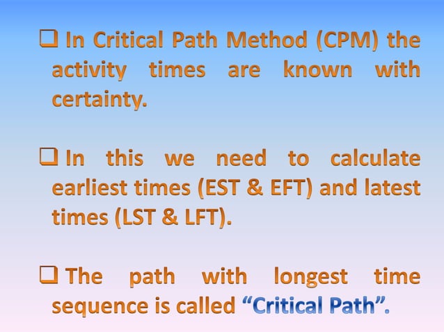Critical Path Method | PPT