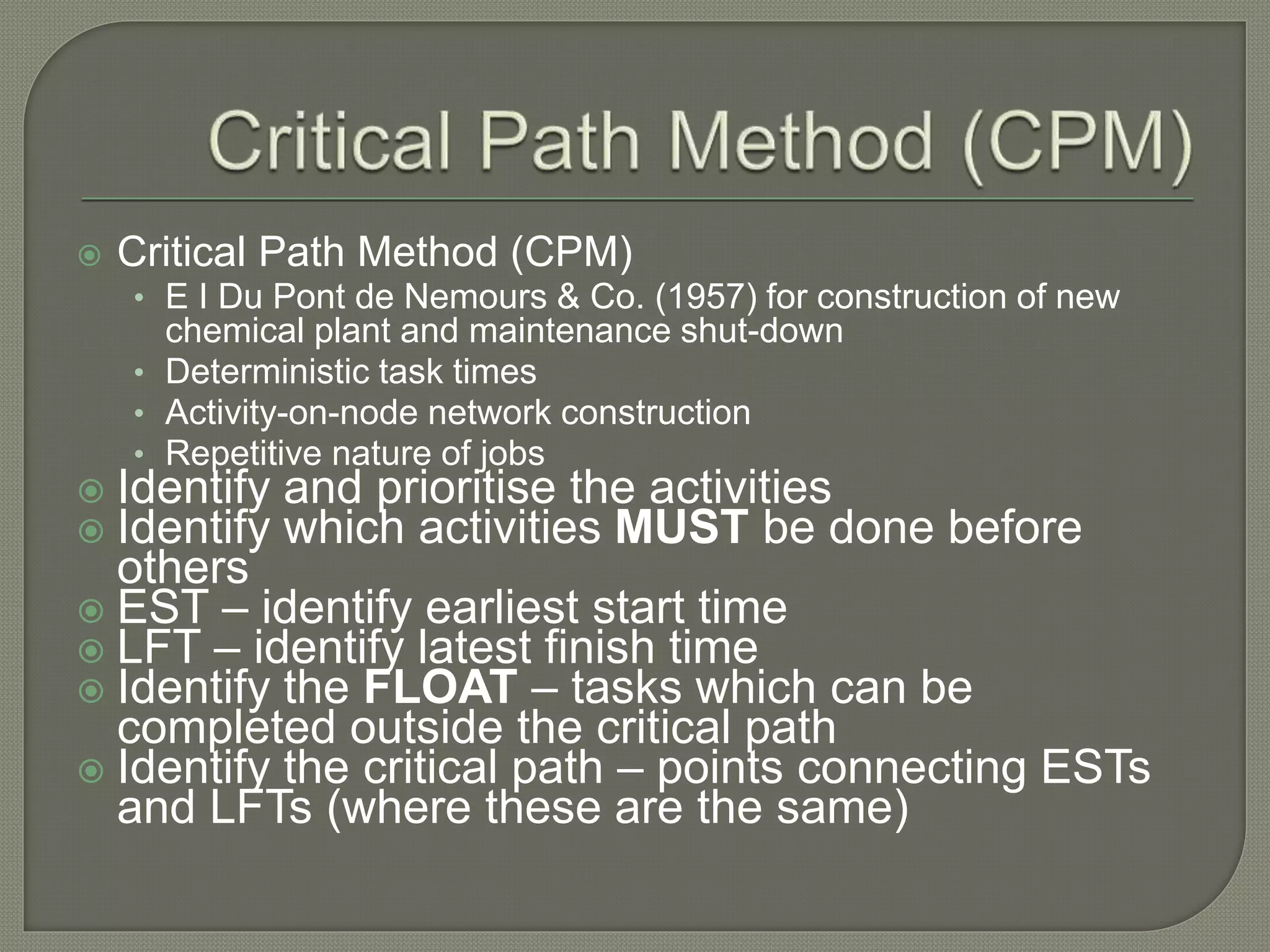 CPM - Critical Path Method | PPT