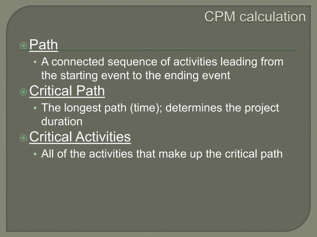 CPM - Critical Path Method | PPT