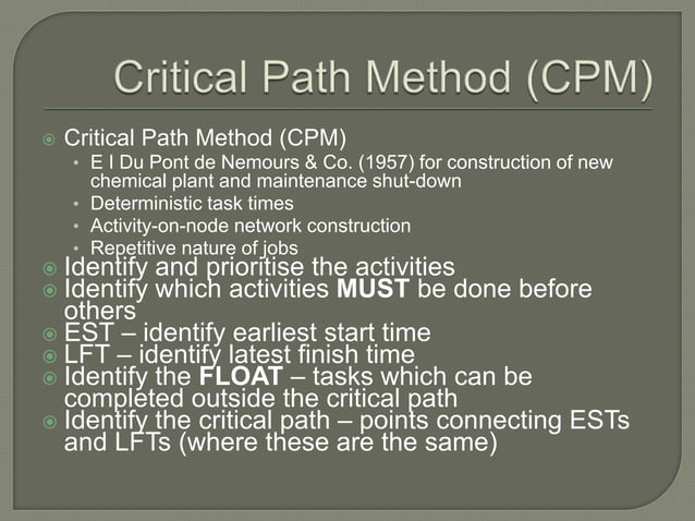 CPM - Critical Path Method | PPT