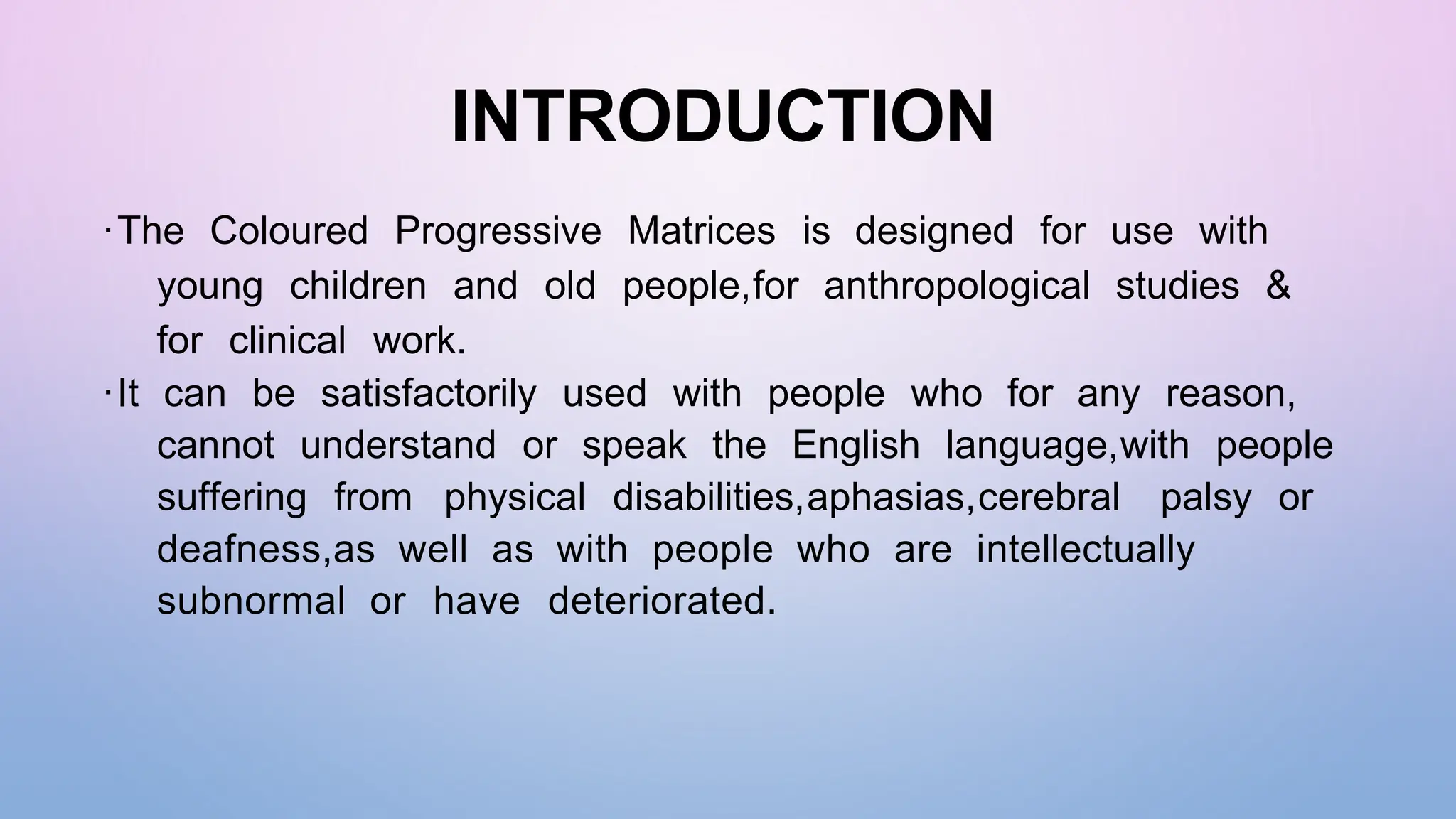 color progressive matrices - a presentation | PDF