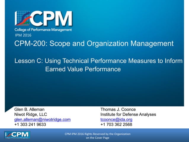 Cpm 200 C technical performance measures ipm2016 | PPT