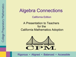 CPM Algebra Overview | PPT