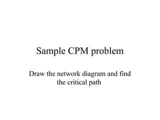 Cpm (critical path method) | PPT