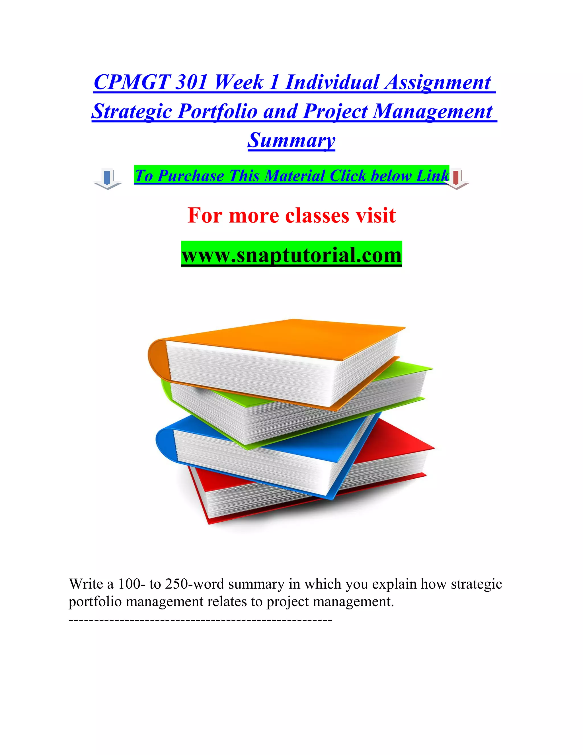 CPMGT 301 help A Guide to career/Snaptutorial | PDF | Educational Assessment | Education