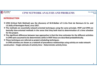 Cpm network analysis and problems | PDF