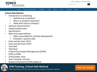 Critical Path Method (CPM) Training | PPTX