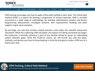Critical Path Method (CPM) Training | PPTX