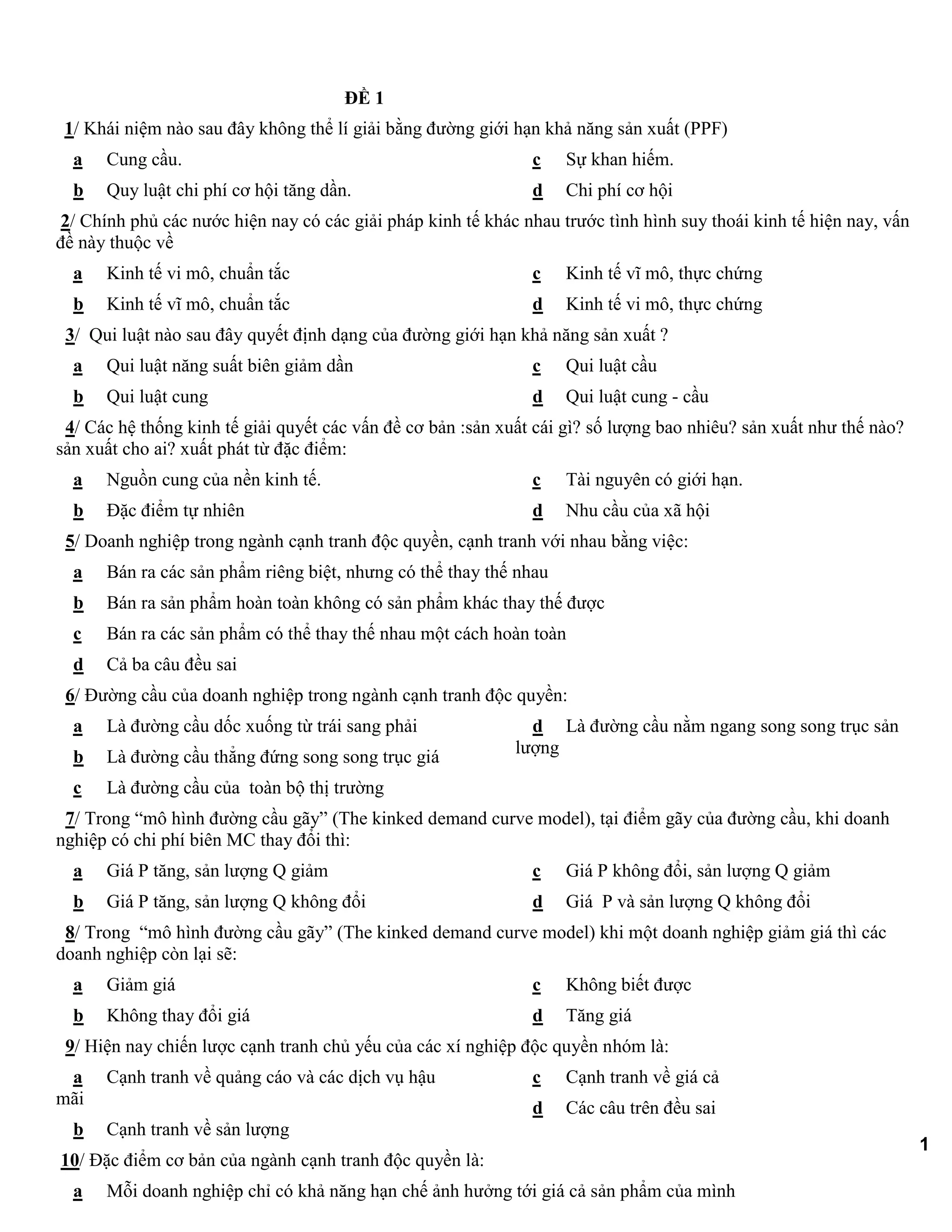 CÓ ĐÁP ÁN - BỘ ĐỀ ÔN THI KINH TẾ VI MÔ UEH.pdf