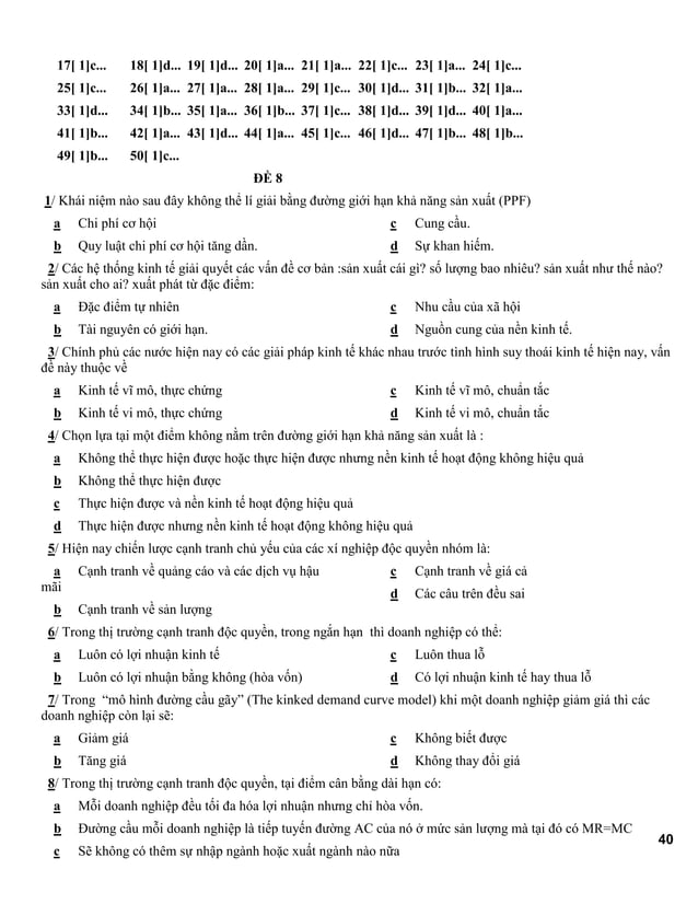 CÓ ĐÁP ÁN - BỘ ĐỀ ÔN THI KINH TẾ VI MÔ UEH.pdf