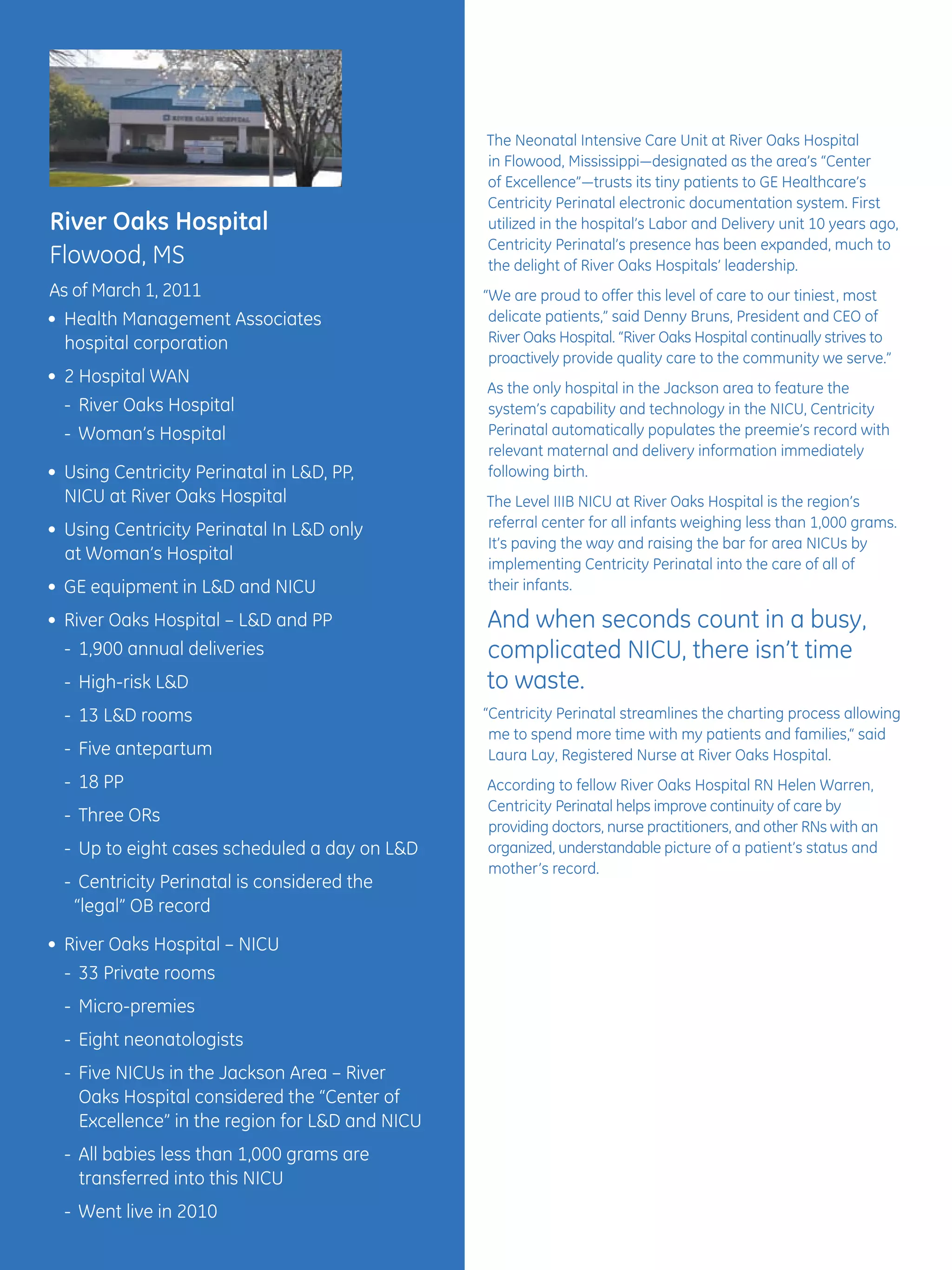 Centricity Perinatal Software Case Study River Oaks | PDF