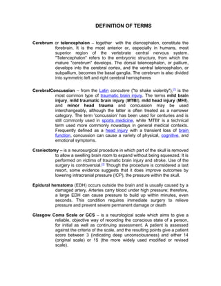 Cerebral Concussion:casepre | DOC
