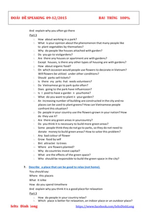 Cập nhật đề speaking ielts 9 12.2015