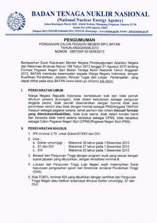 Cpns batan 2013 | PDF