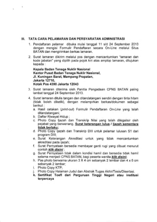 Cpns batan 2013 | PDF