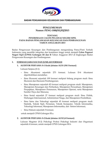 Cpns bpkp 2013 | PDF