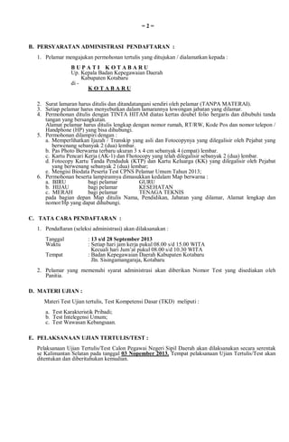 Cpns kotabaru 2013 | PDF