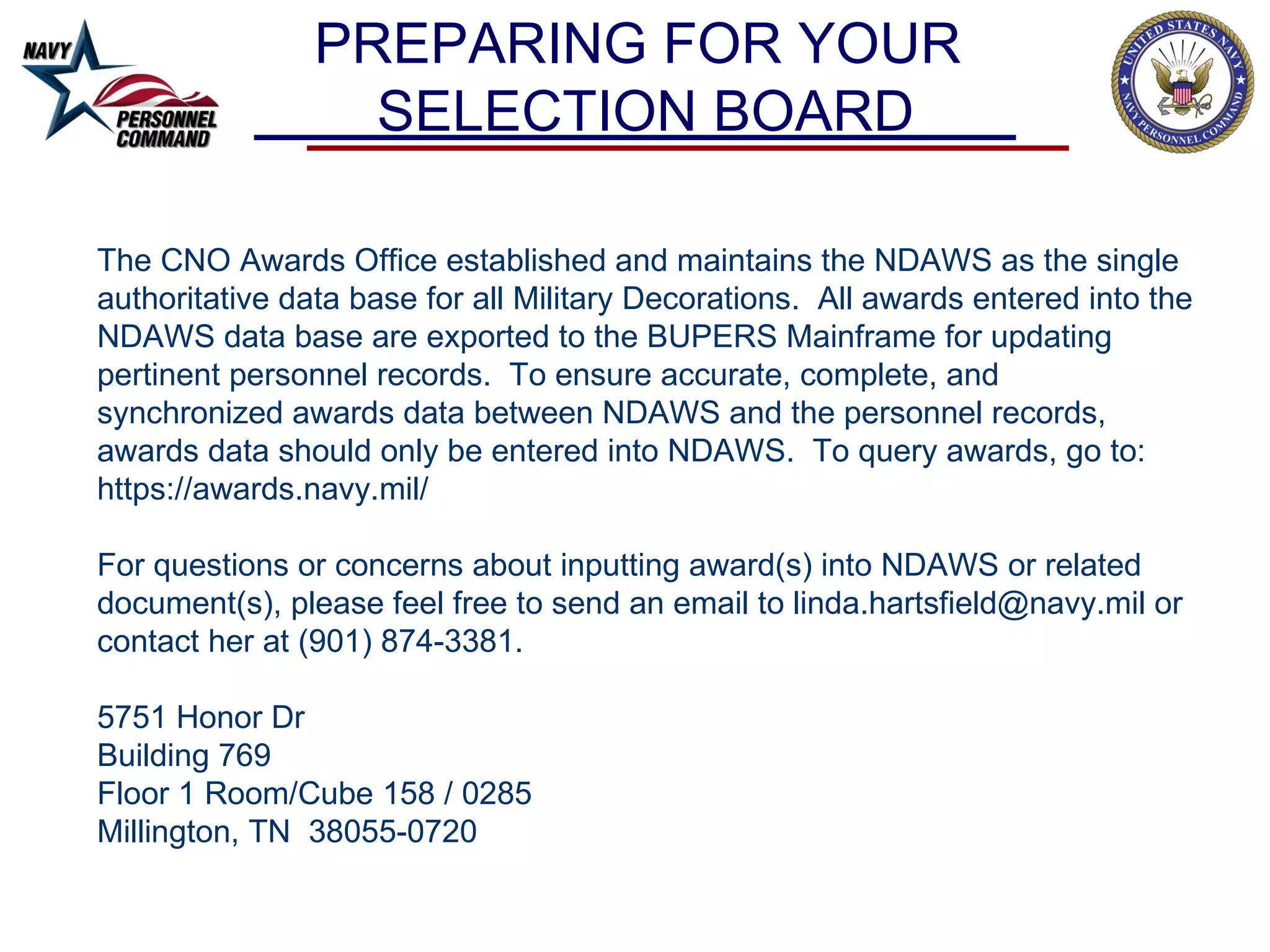 CPO Selection Board Brief 2012 (FY2013) | PPT