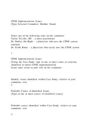 CPOE Implementation Issues[Type Selected Committee Member Name | DOCX