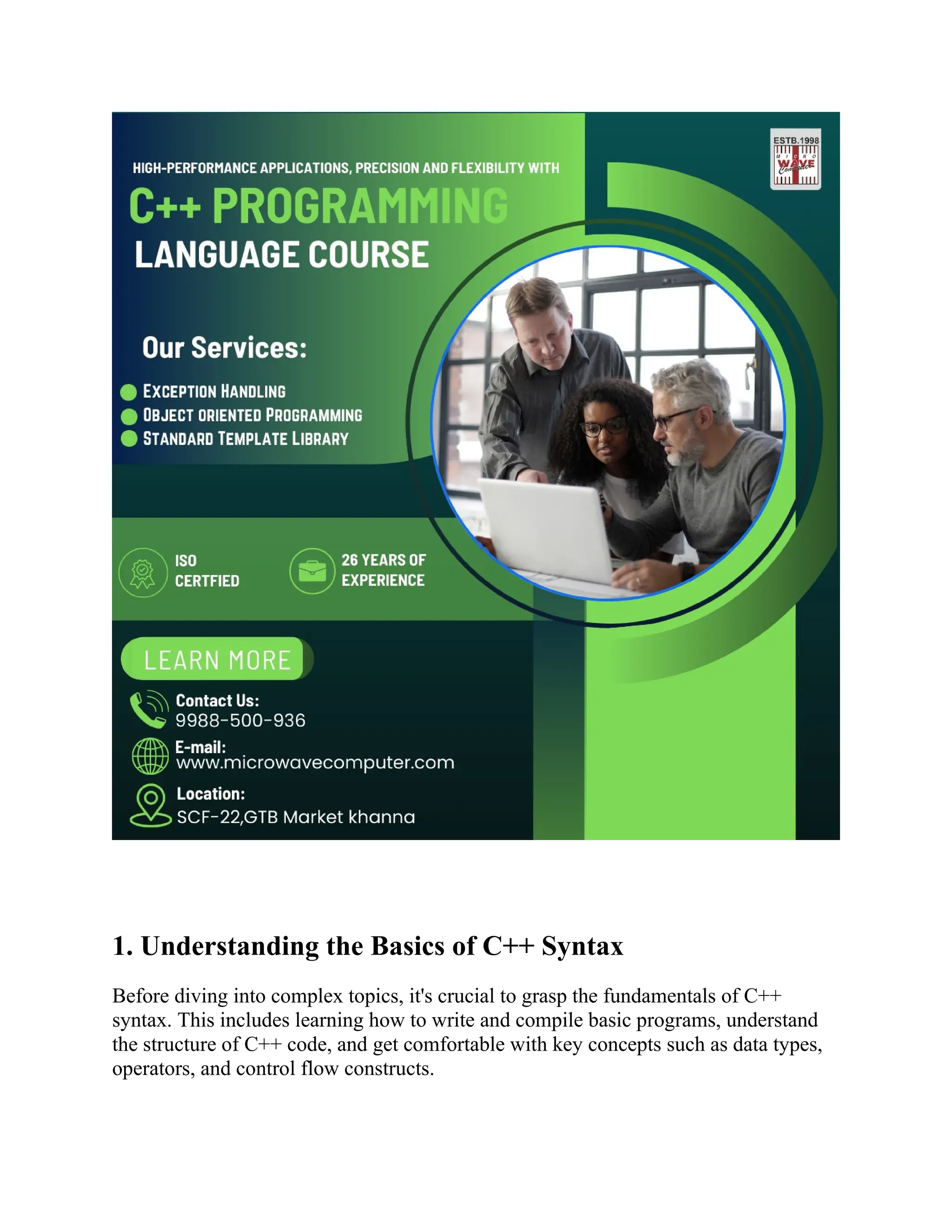 C++ Pogramming Language Course.docx Under | PDF
