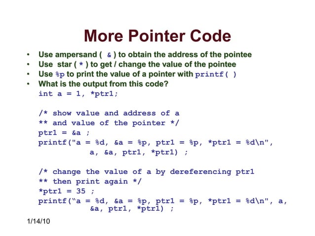 C pointer basics | PPTX