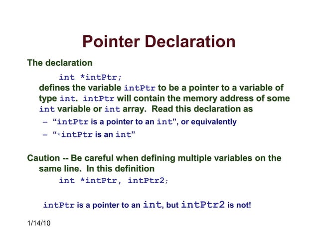 C pointer basics | PPTX