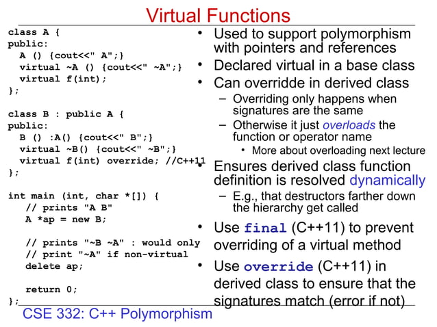 C++ polymorphism | PPT | Programming Languages | Computing