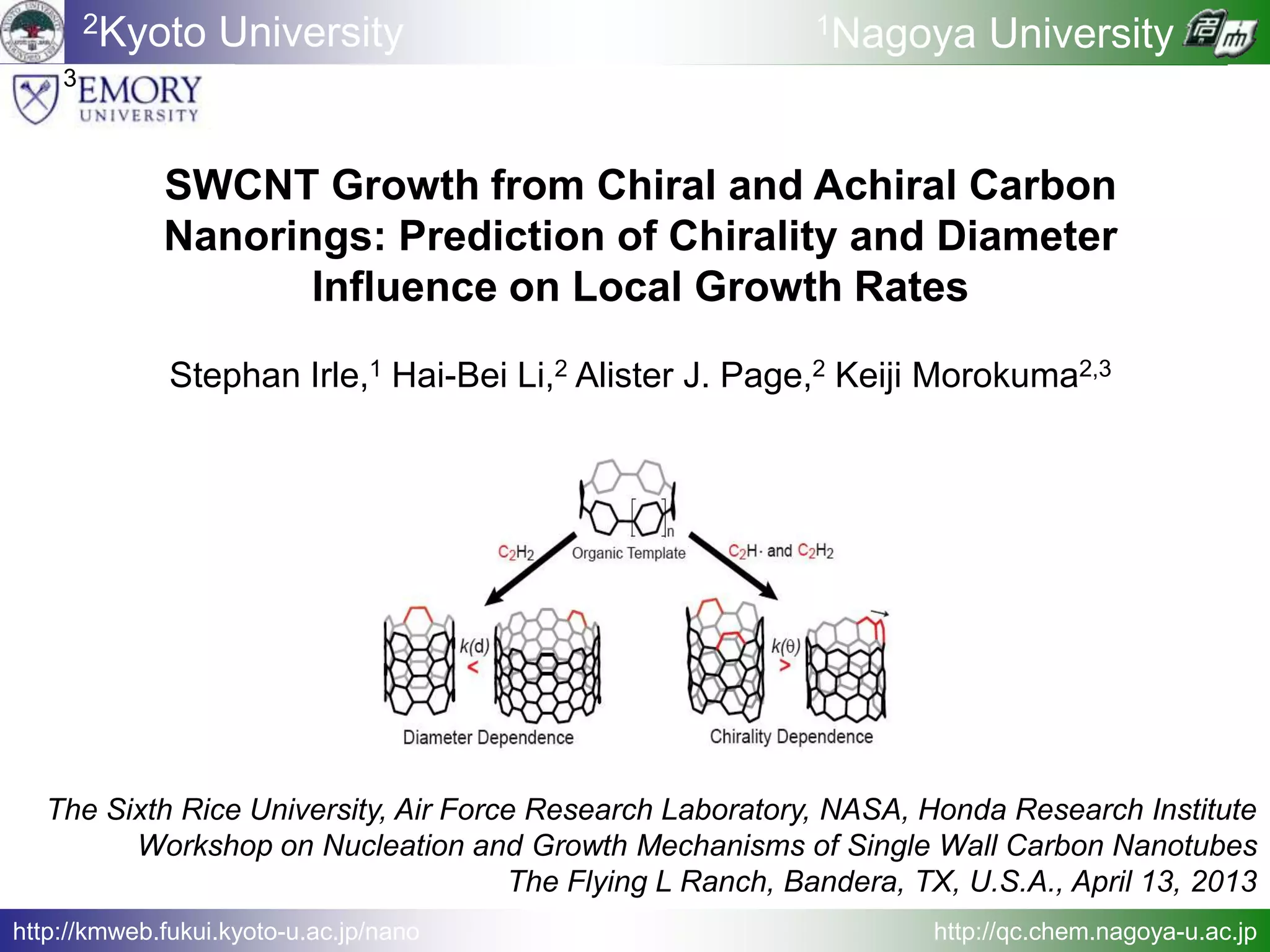 SWCNT Growth from Chiral and Achiral Carbon Nanorings: Prediction of ...