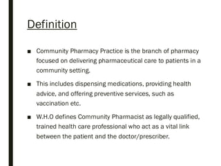 Community Pharmacy Practice in M.Pharm-PP | PDF