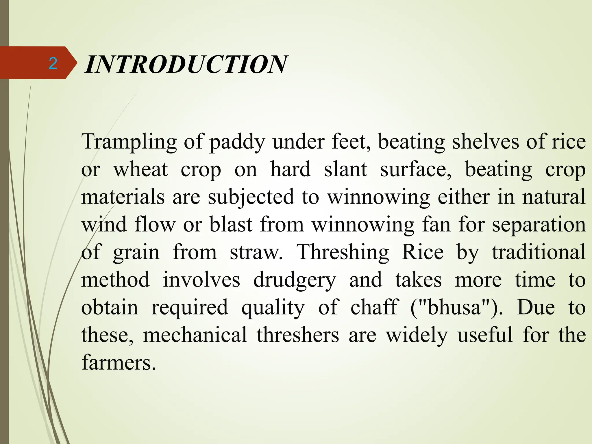 Project report for rise threshing machine | PPTX