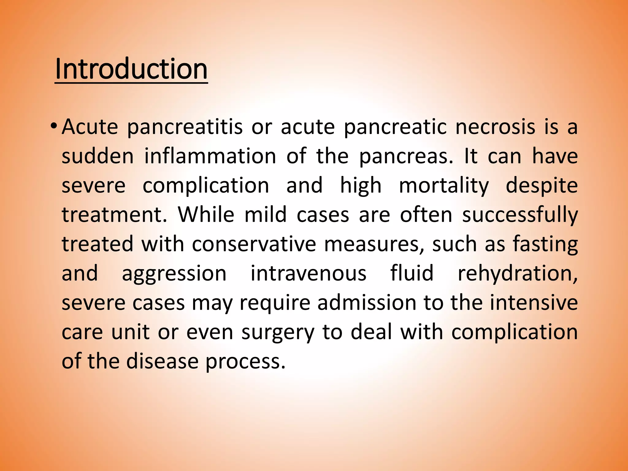 Acute Pancreatitis | PPTX | Digestive Disorders | Diseases and Conditions