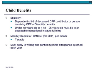 Canada Pension Plan and Old Age Security Overview | PPT