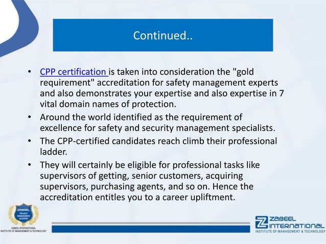 CPP certification - What is the CPP certification? | PPT