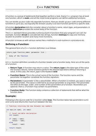 Cpp functions | PDF