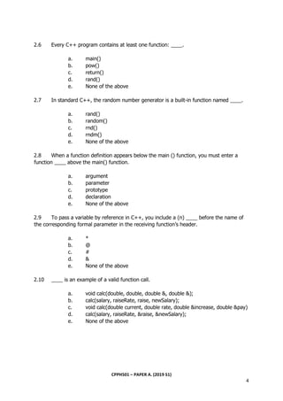 Cpph exam a_2019_s1 | PDF | Programming Languages | Computing