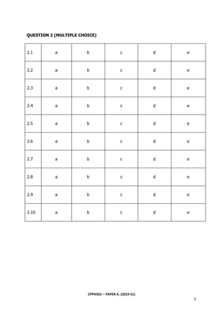 Cpph exam a_2019_s1 | PDF | Programming Languages | Computing